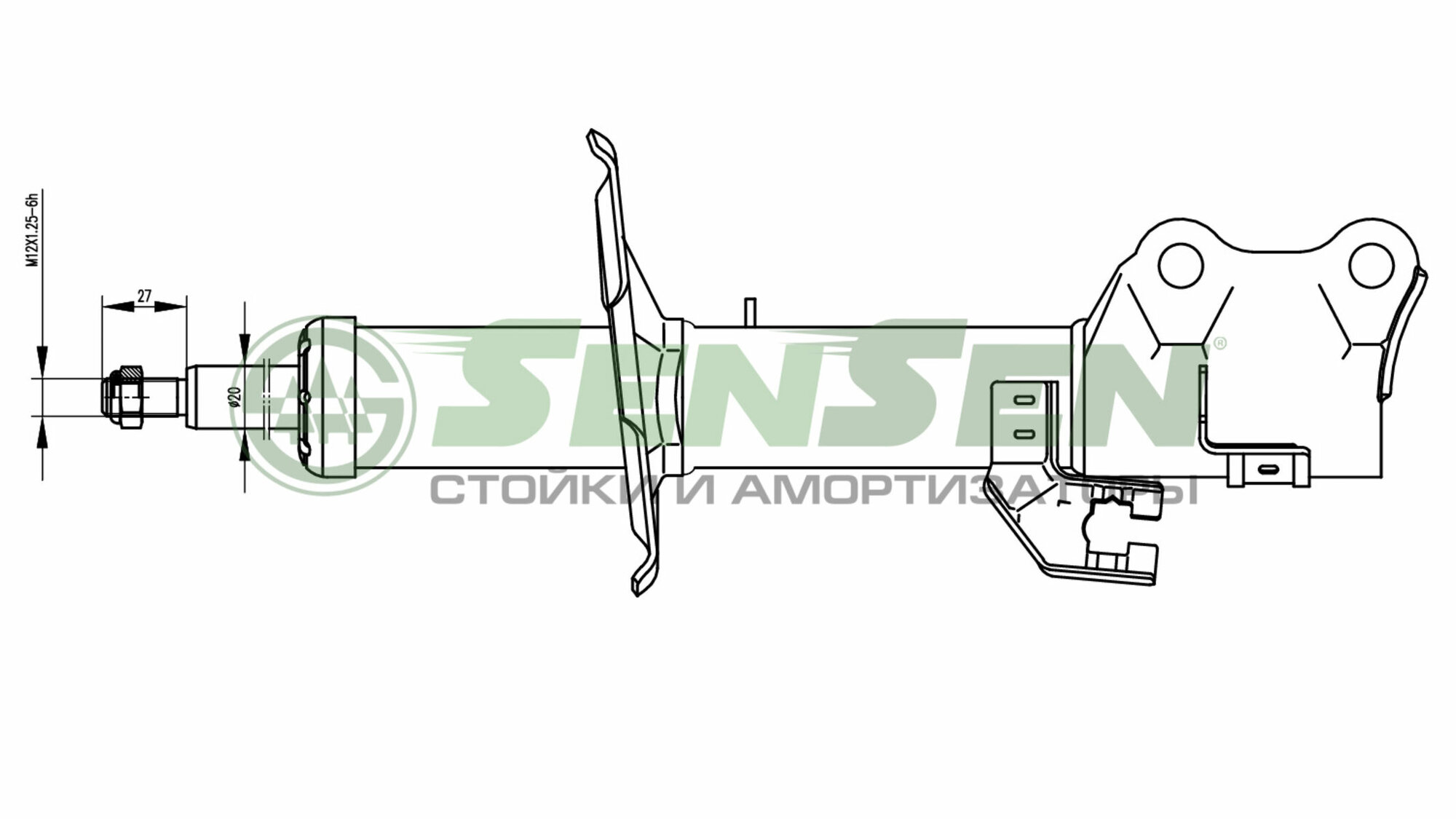 Амортизатор Nissan Tiida 09/07- Пер. лев. газ.(Sensen 42130079)