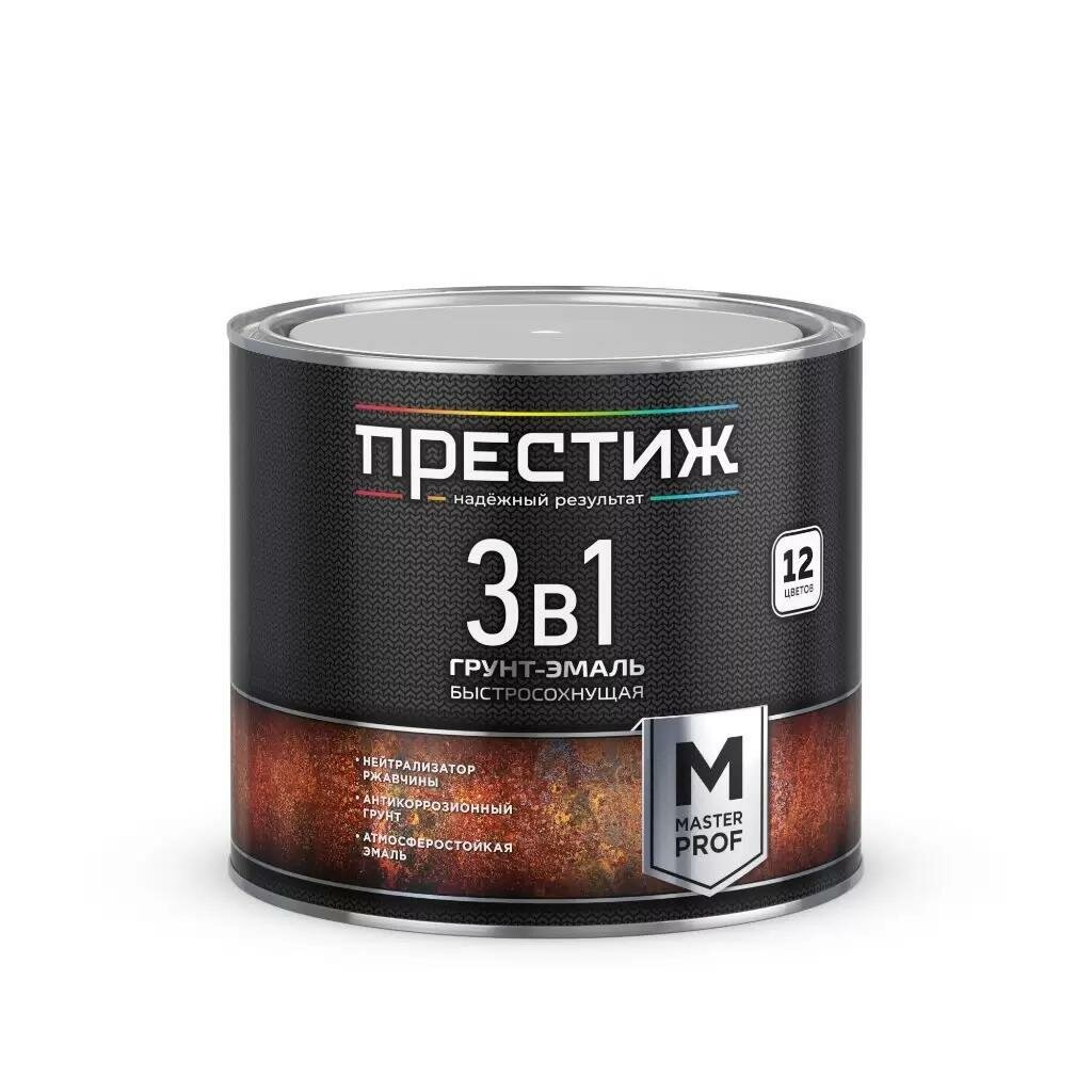 Грунт-эмаль Престиж "Мастер", по ржавчине, быстросохнущая, смоляная, серая, 0,9 кг