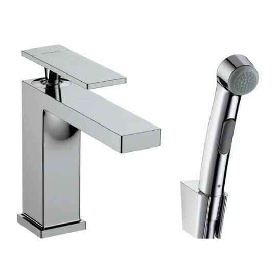 Смеситель для раковины Hansgrohe Tecturis E 110 с гигиеническим душем и душевым шлангом, хром 73210000