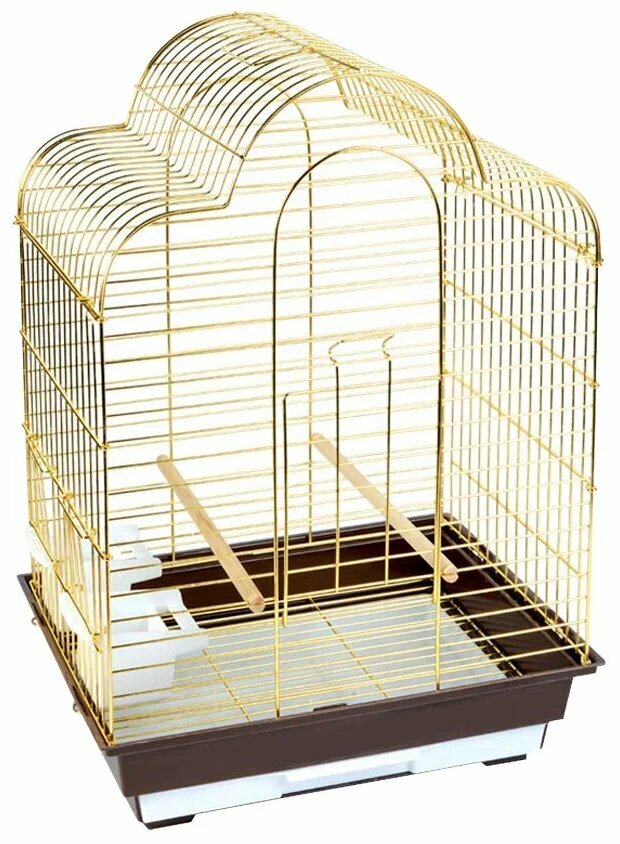 Triol 9100G клетка для птиц (золотистая, металлическая), 42 х 30 х 56 см.