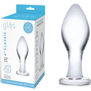 Glas 4" Classic Glass Butt Plug, прозрачная Классическая анальная пробка из стекла
