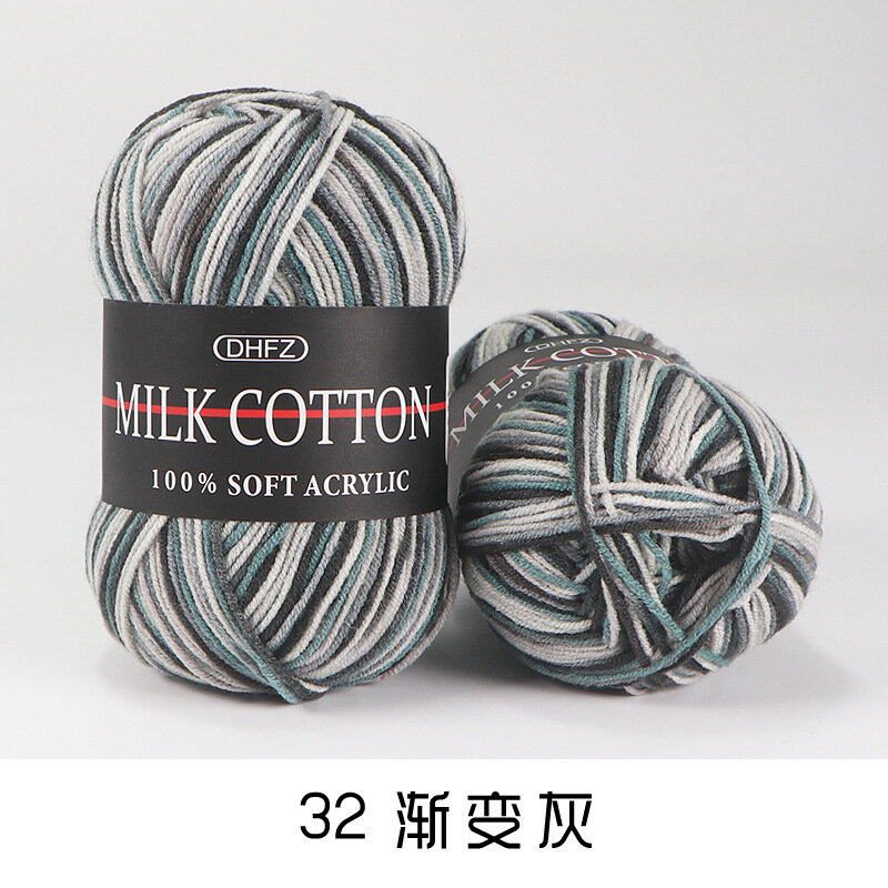 Цвет 3-Strand Milk Coltn Color Gradiing Gradient Baby Baby Kids Doll Yarn Lawceven Diy Material Bag Сумка,38,100,5, для ручного вязания, вязание руками,9 мм,8 мм, зима, меланжевая,9, SKU00311