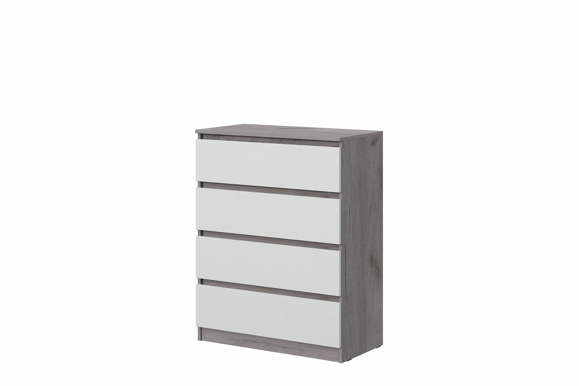 Комод №1 "Соната" цвет Дуб Крафт серый, Белый текстурный, ширина 80 см, для спальни, с ящиками, гардеробная