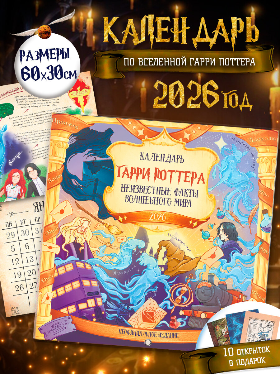 Календарь True Books Space Гарри Поттер Неизвестные факты, настенный, на 2026 г, 30х60 см