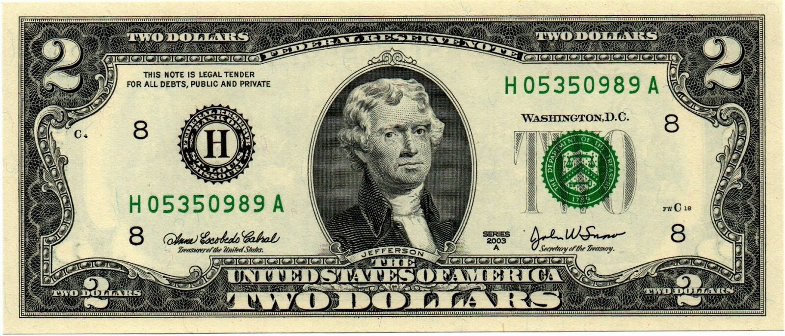 2 доллара 2003 год США 05350989