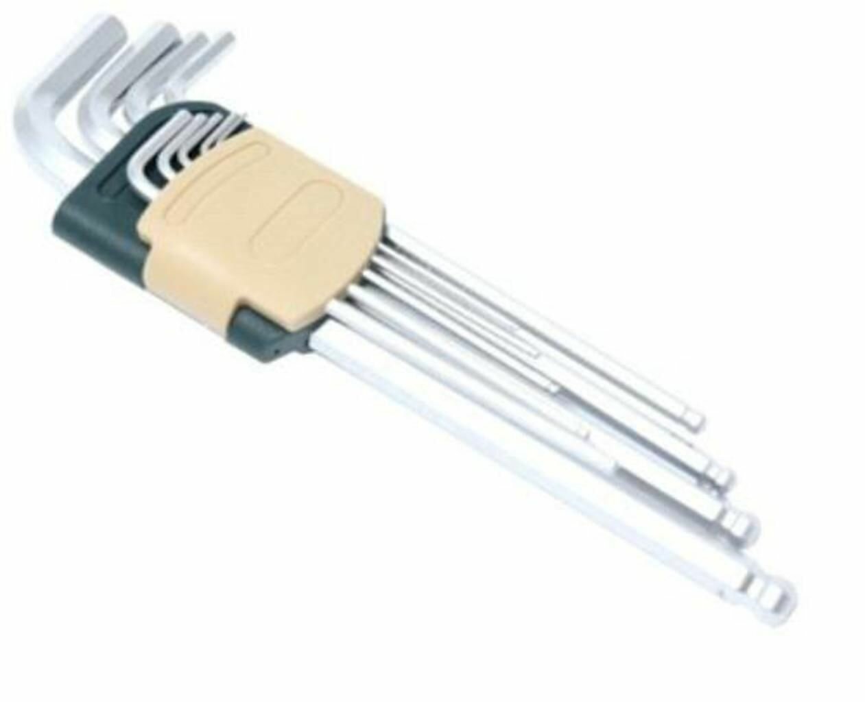 Набор ключей шестигранных, шестигранники 1.5-10мм Г-образные экстрадлинных с шаром 9шт, арт RF5093XLB ROCKFORCE