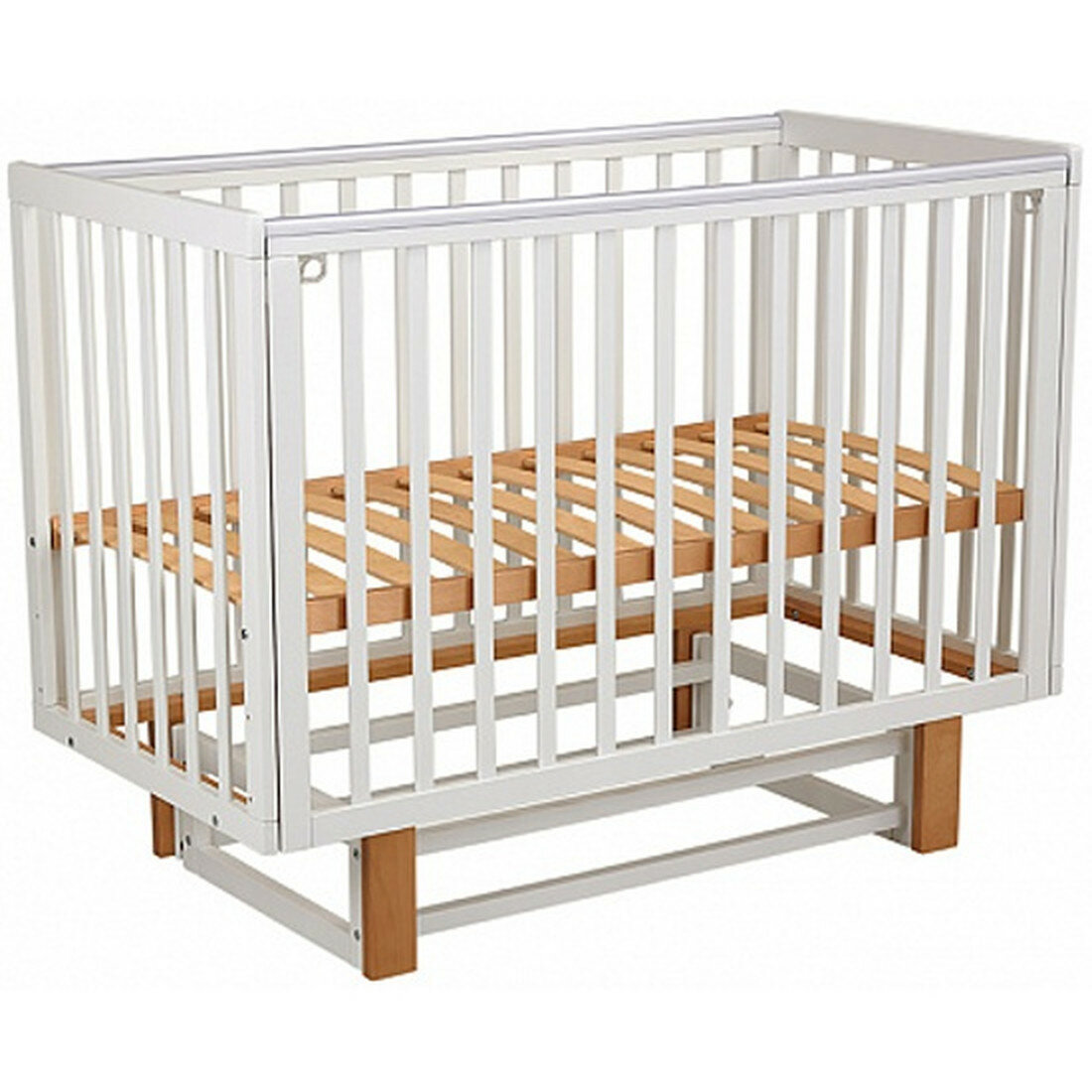 Кроватка Polini Kids Simple 341, с маятником, бук, белая