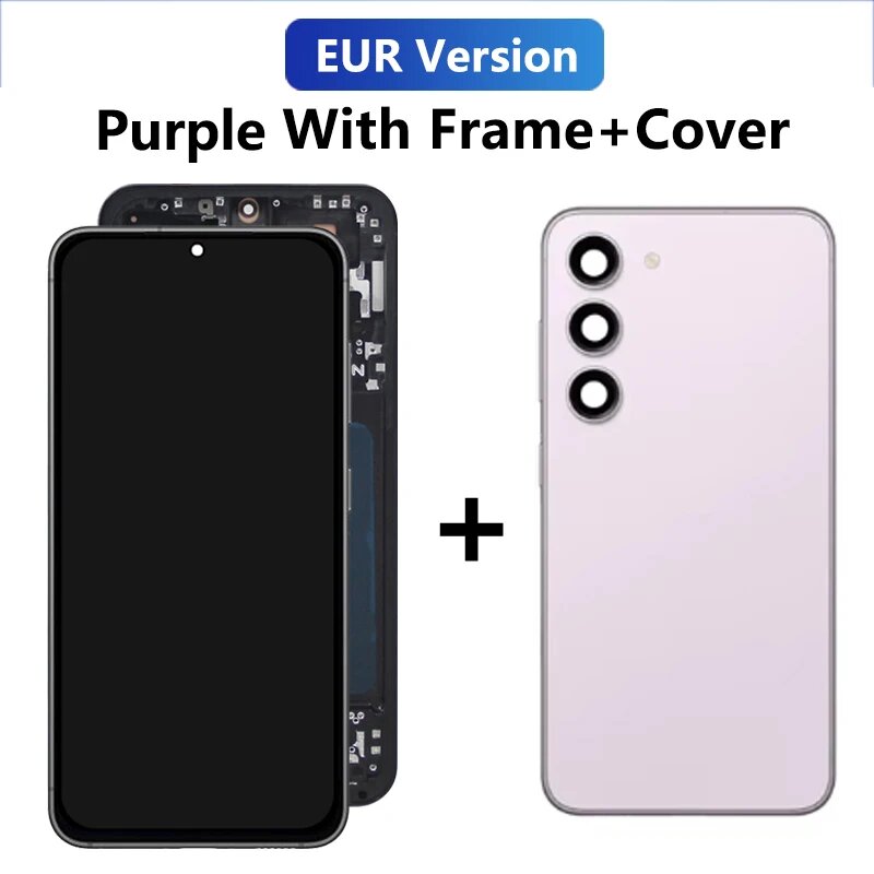 S23 Plus для Samsung AMOLED S23 + S916B S916U S916W S916N S916 ЖК-дисплей с цифровым преобразователем сенсорного экрана в сборе, замена EU Purple F Cover
