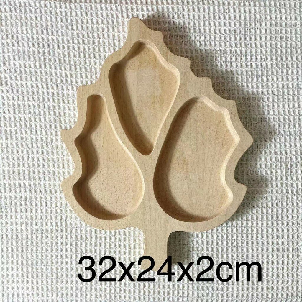 Wooden animal and plant montessori learning material with color categories for kids play maple leaf