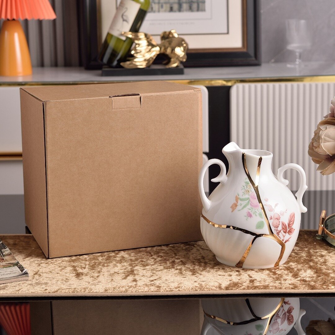 Итальянская мозаичная ваза кинцуги, китайская и западная керамическая ваза для цветочной композиции, креативное украшение для входа, высококачественный обеденный стол для дома