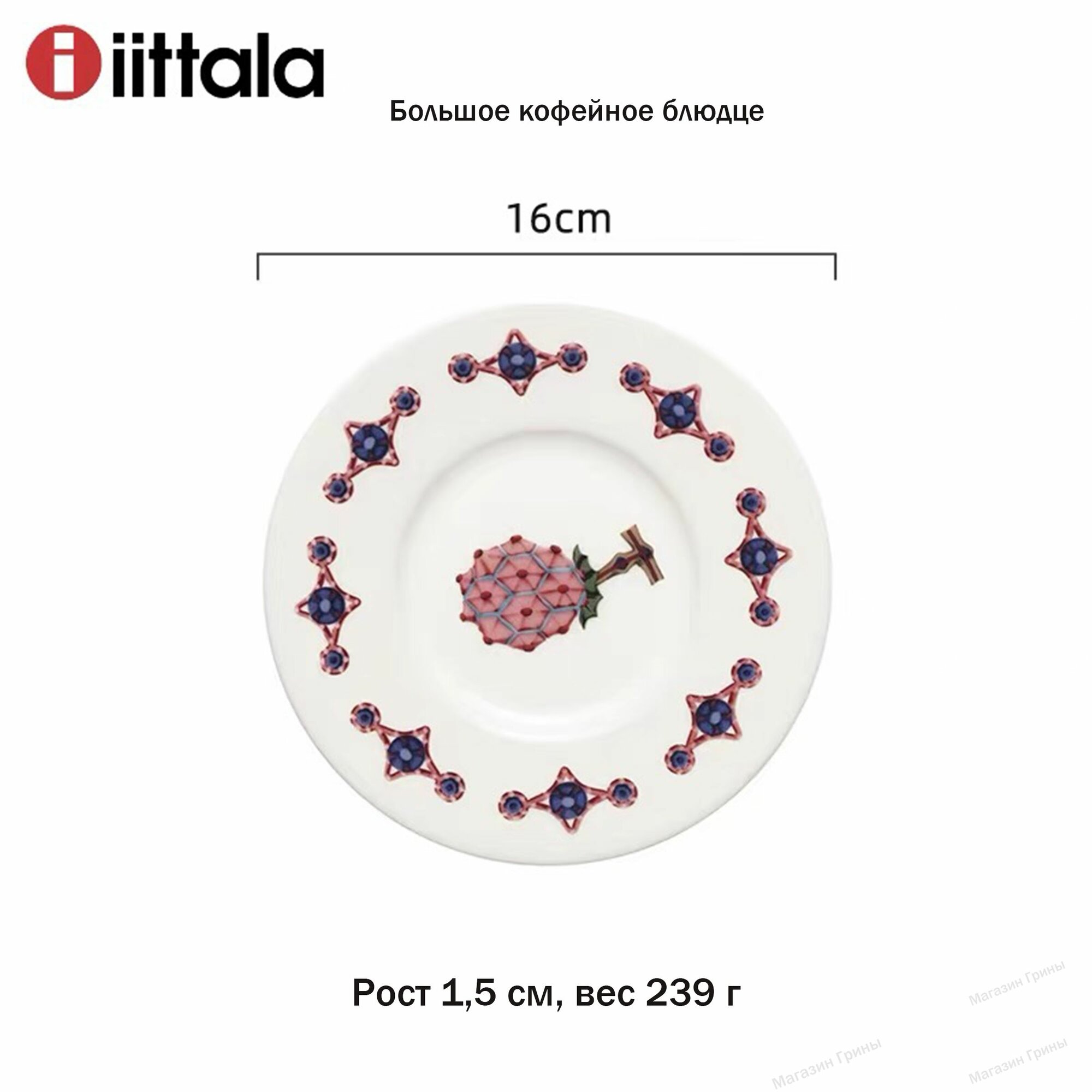 Блюдце Iittala Taika Sato 16 см с яркими иллюстрациями фруктов и овощей стильный акцент для сервировки и интерьера