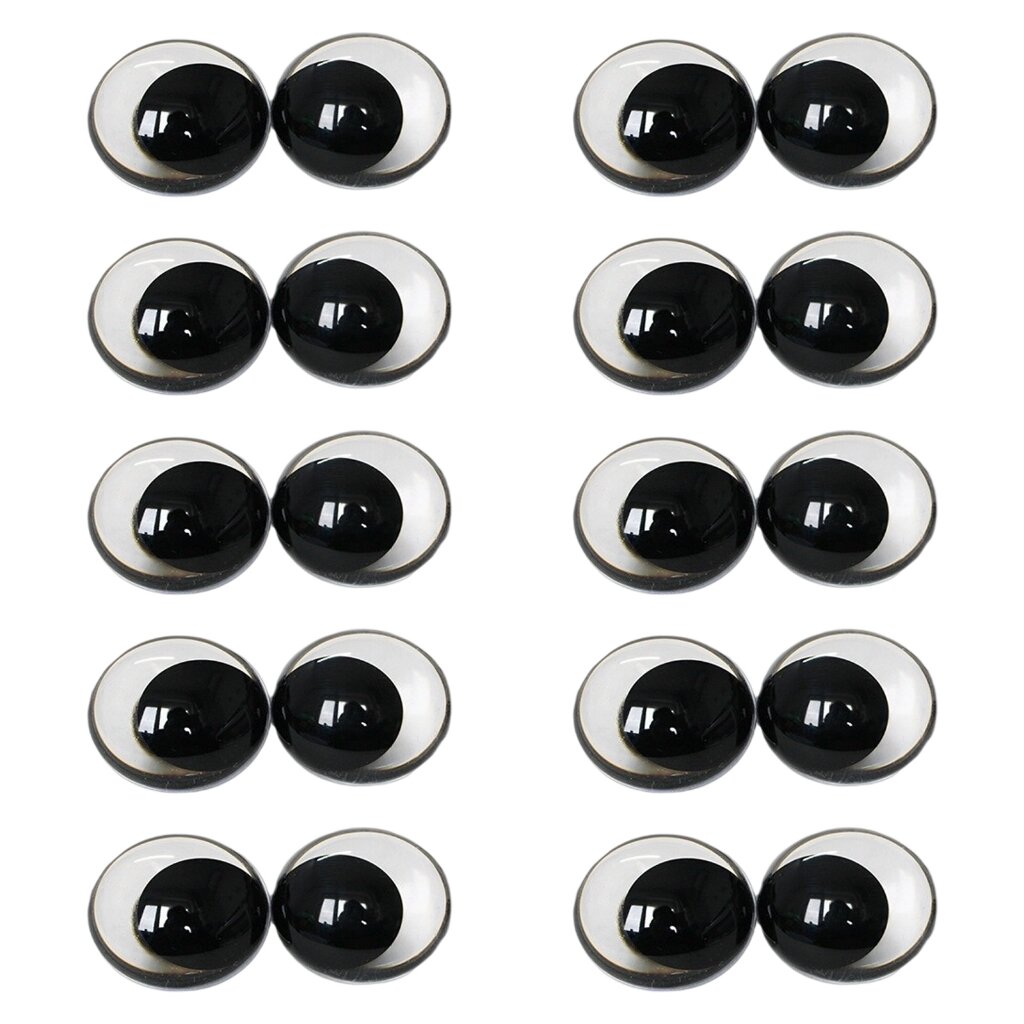 10 пар, прозрачные круглые частичные глазки, тонкие глазки-16 мм