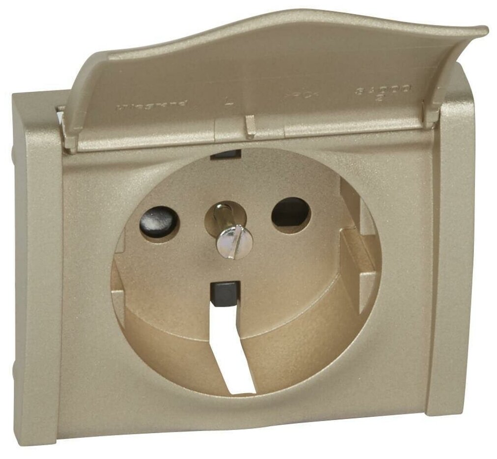 Накладка розетки с заземлением с крышкой Legrand Galea Life Titanium 771422