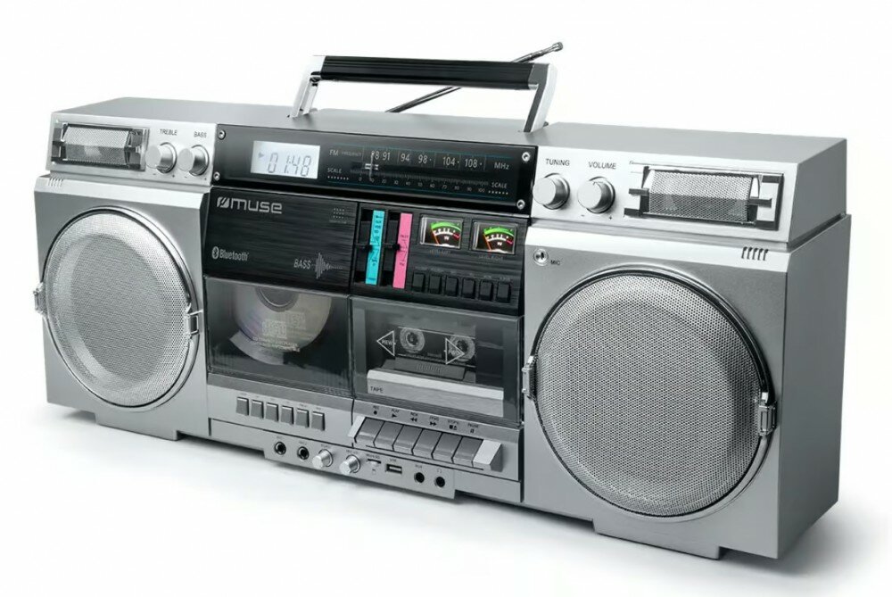M-380GBS-Silver Музыкальный центр Vintage Ghetto Blaster Bluetooth Music Centre 5 in 1