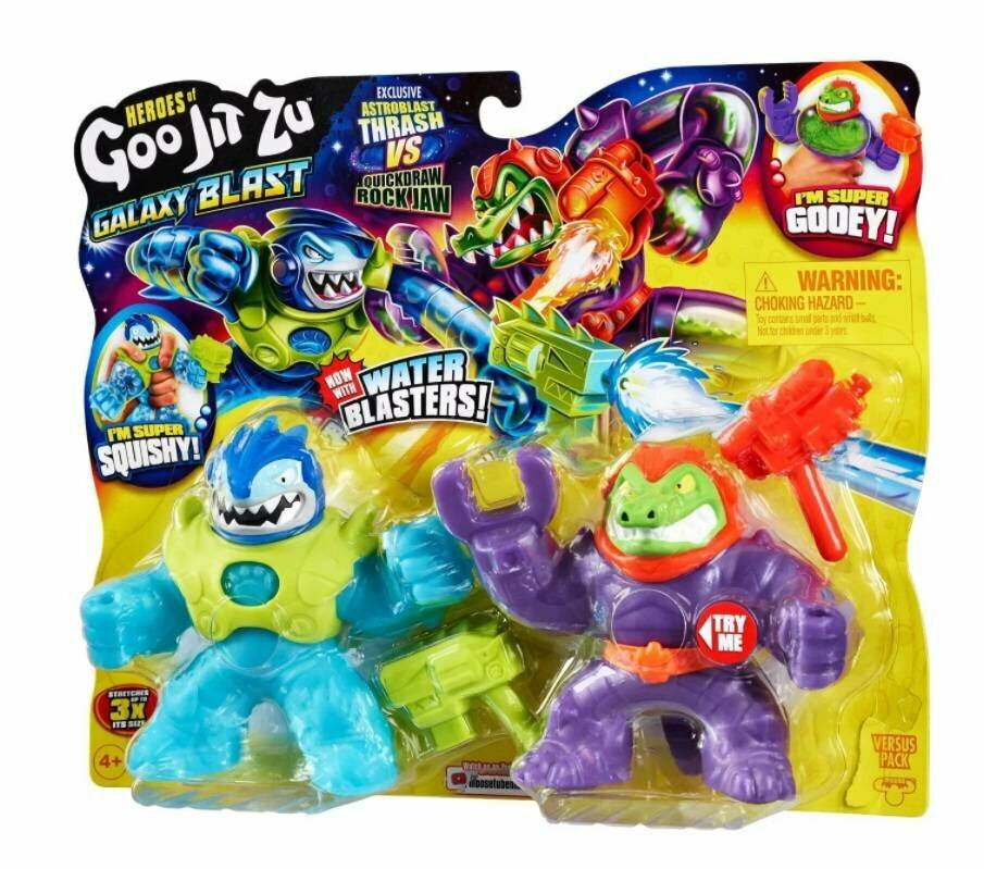 Набор фигурок Heroes of Goo Jit Zu Galaxy Blast Акула Thrash против Крокодила Рок ДЖо Водный Бластер