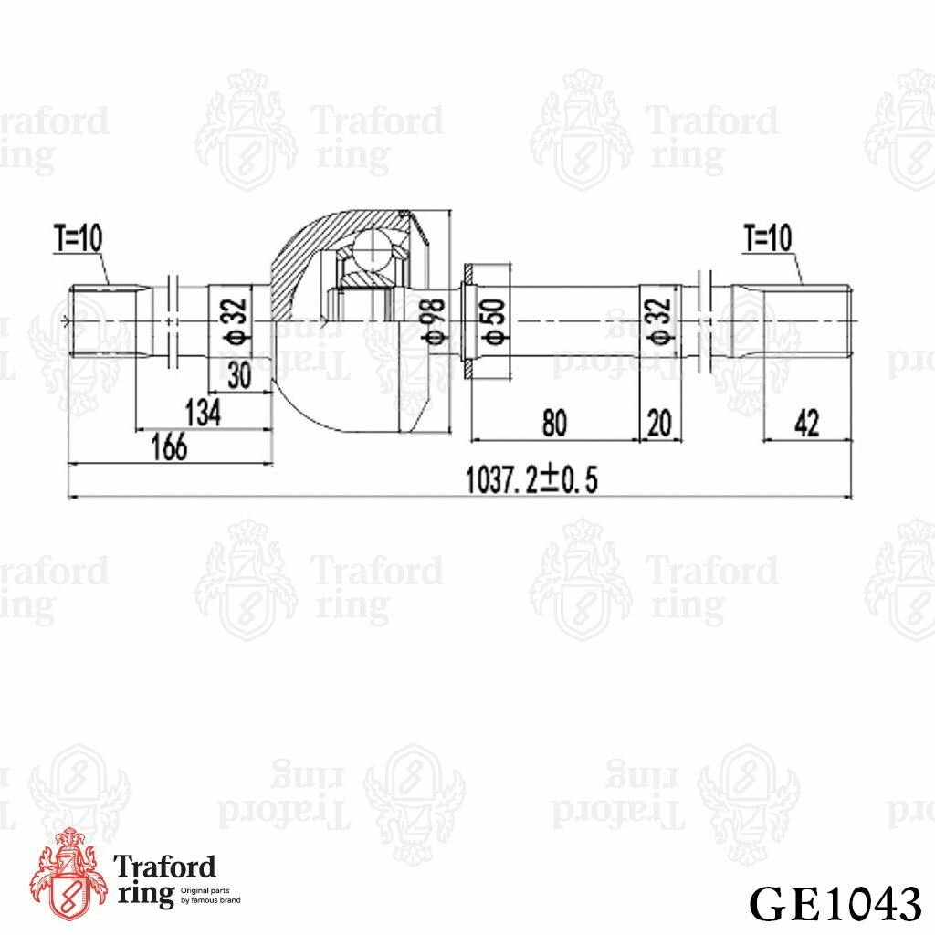 ШРУС левый, для УАЗ 31519 Хантер арт GE1043 Traford Ring