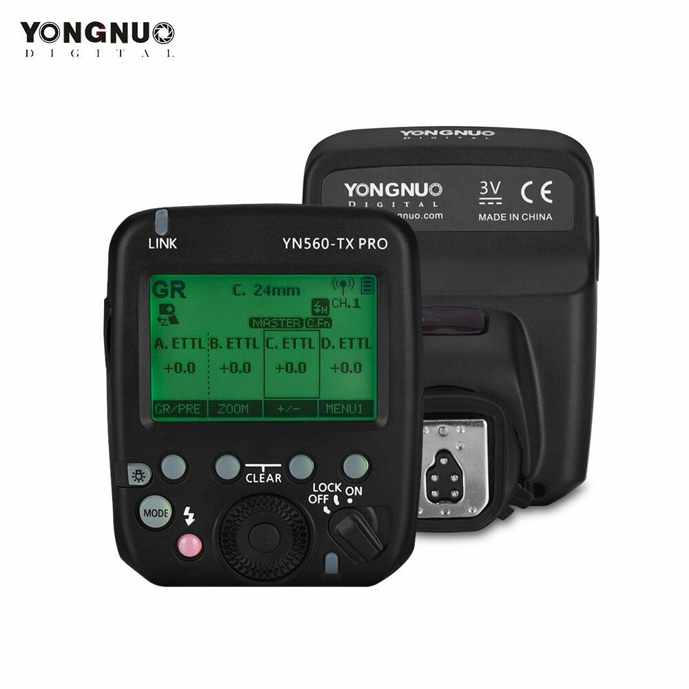 Передатчик сигнала вспышки Yongnuo YN560-TX PRO с ЖК-дисплеем Порт Canon (без аккумулятора) черный