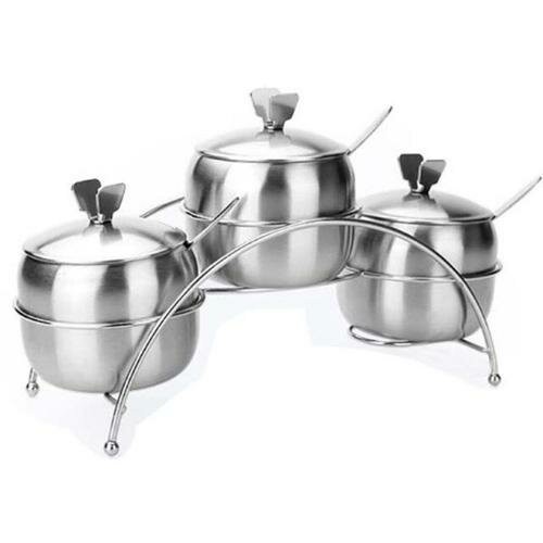 Нержавеющая сталь специи контейнеры для приправ полки для приправ миска для сахара соль специи контейнер с ложкой перец приправы ткани инструменты