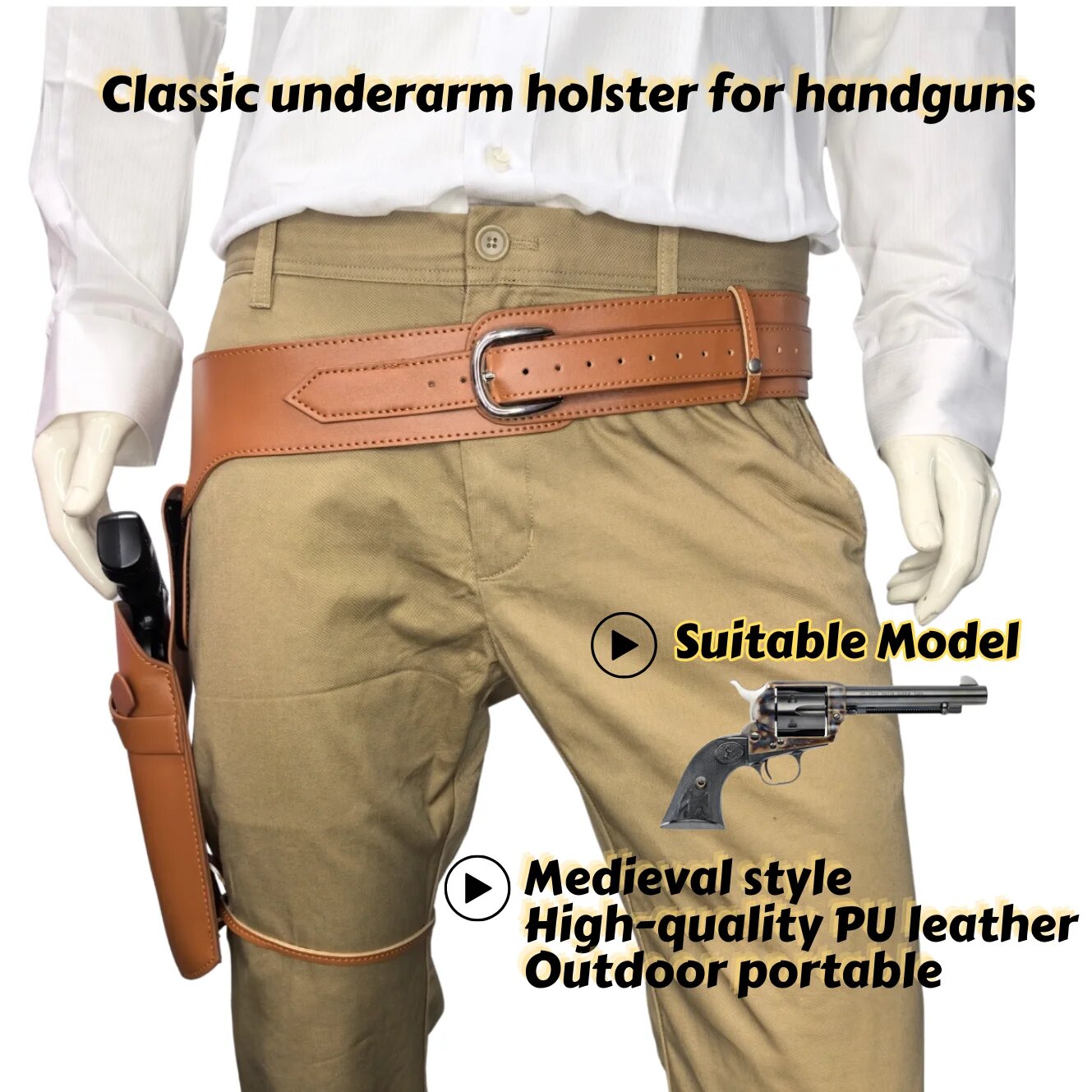 Классическая Однопанельная Кобура Для Револьвера В Западном Стиле, Короткая И Длинная, Подходит Для Любителей Револьверов