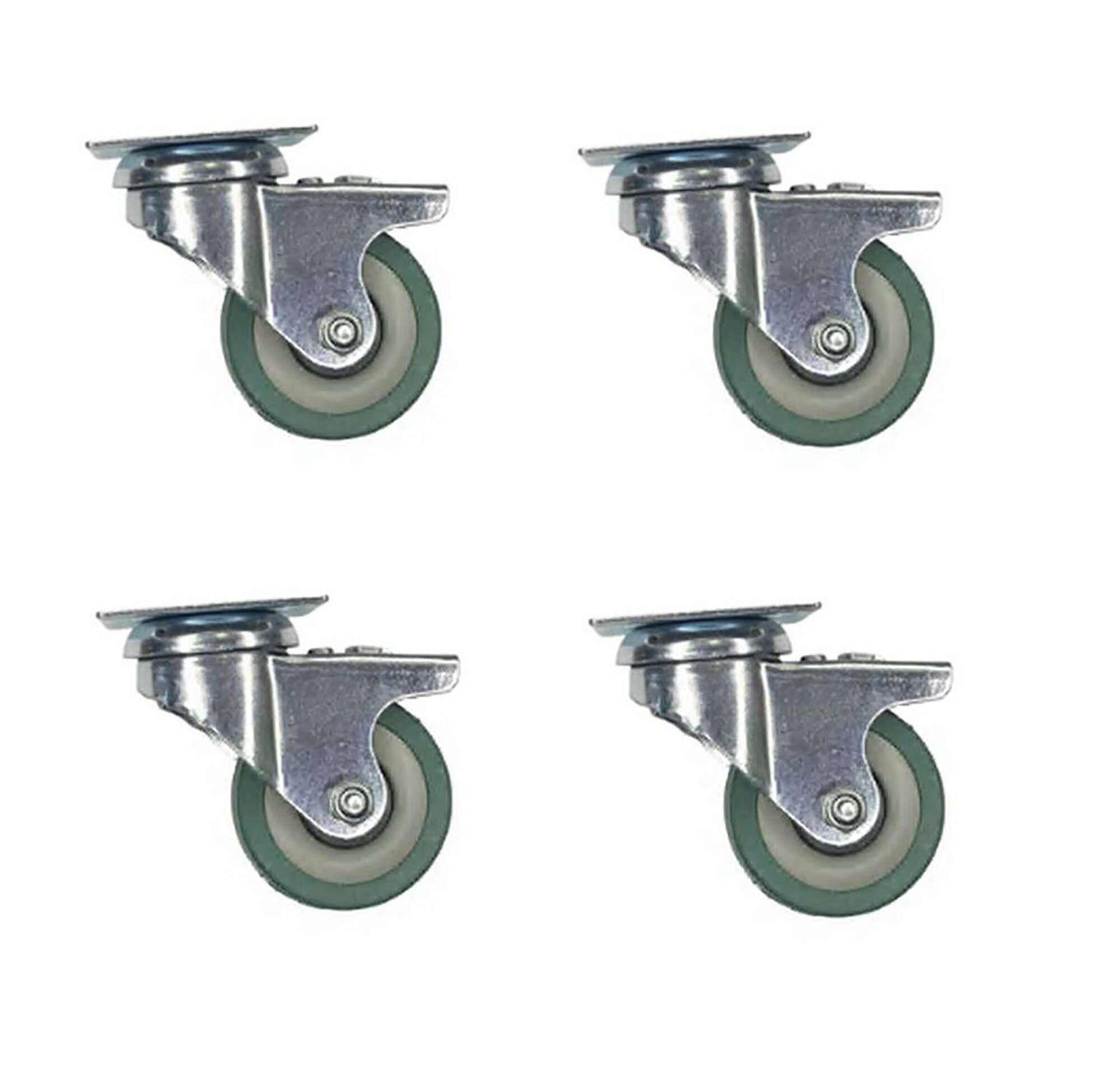 Колесная опора, Ø=50 мм Тип-3 (поворотная на площадке без стопора), серая, мягкий ход Ch (комплект 4 шт)