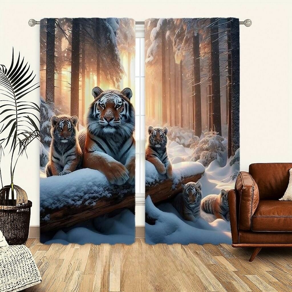 Фотошторы для гостиной, комнаты, спальни и на кухню. Шторы плотные длинные Комплект 145смх2.6м