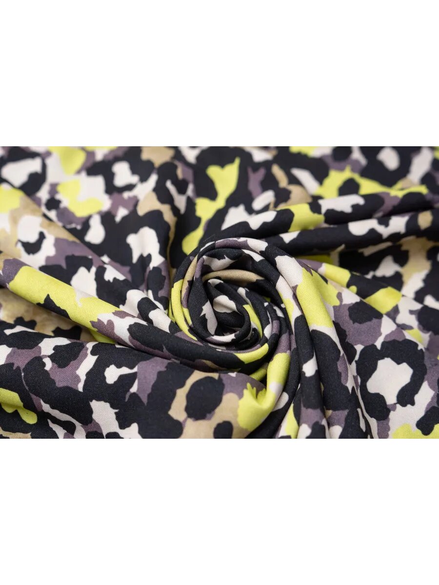 Ткань Вискоза плательная черно-желтый принт