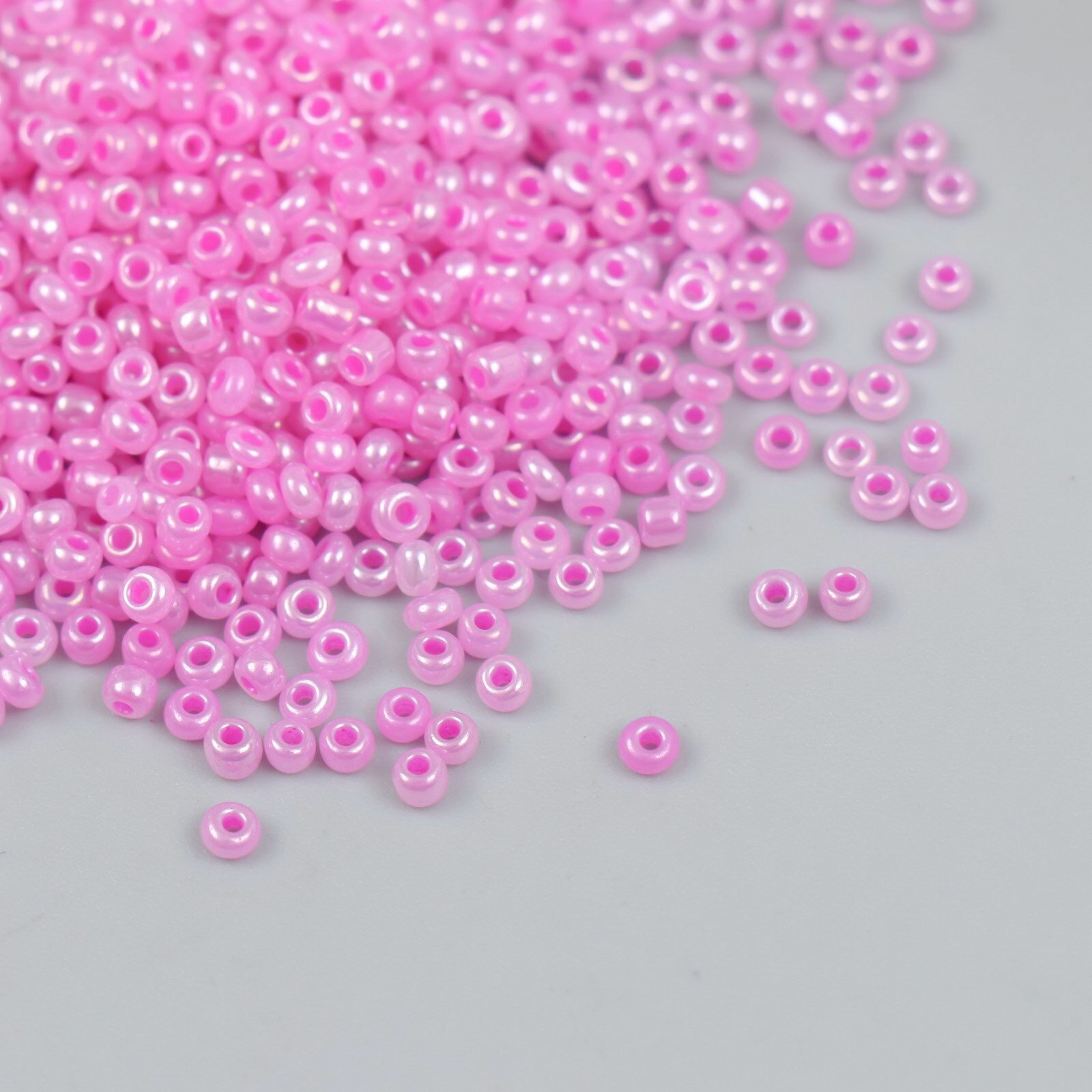 Бисер стекло 12/0 "Фиалковый" перламутр 450 гр, тип окрашивания: окрашенная серединка