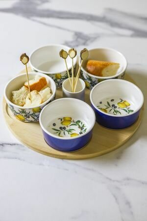 Сервировочный набор сайпрус, фарфор, бамбук, 24 см, 7 предметов, Kaemingk 821088