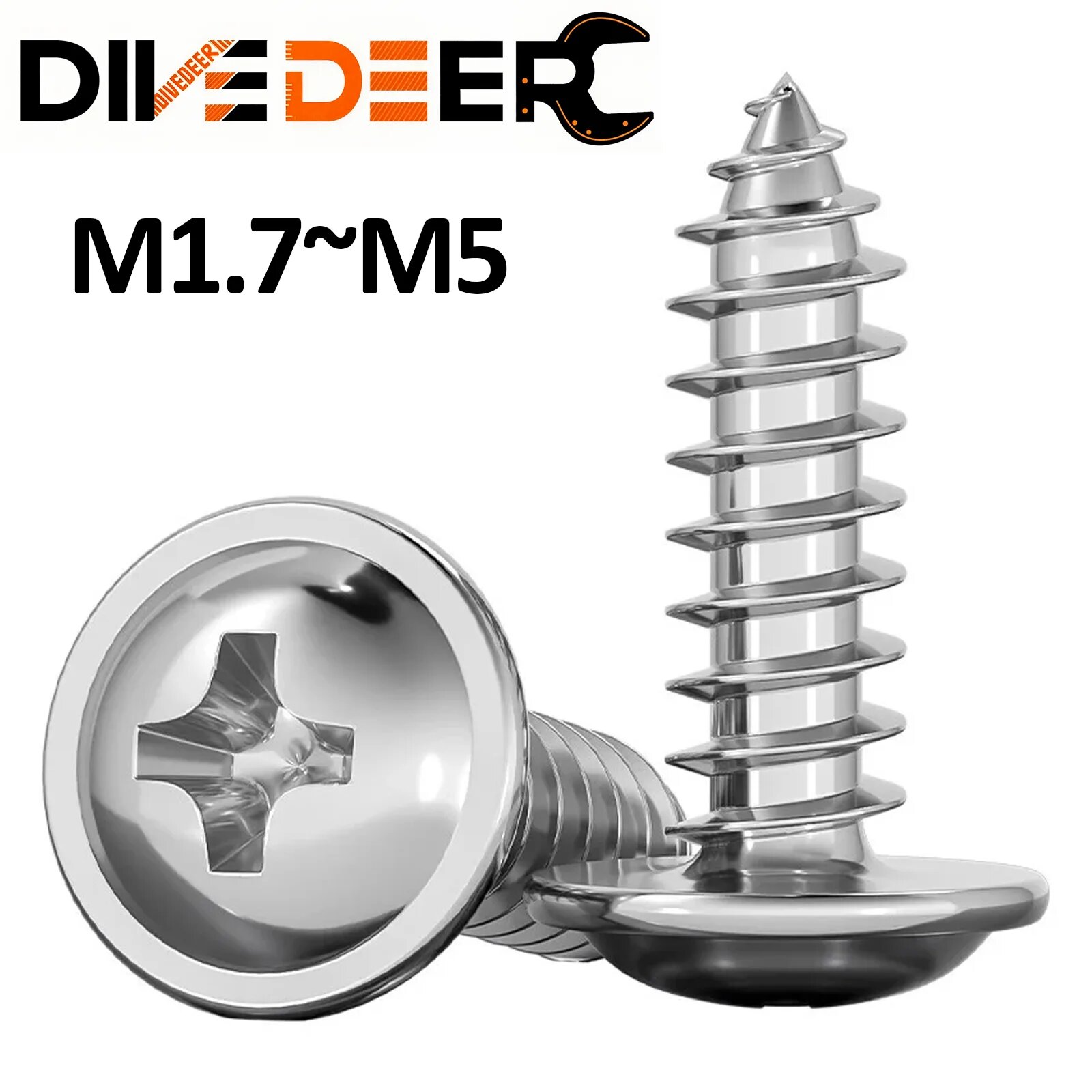 Саморезы нержавеющая сталь DiVeDeer M1.7-M5 10PCS M5, 10MM
