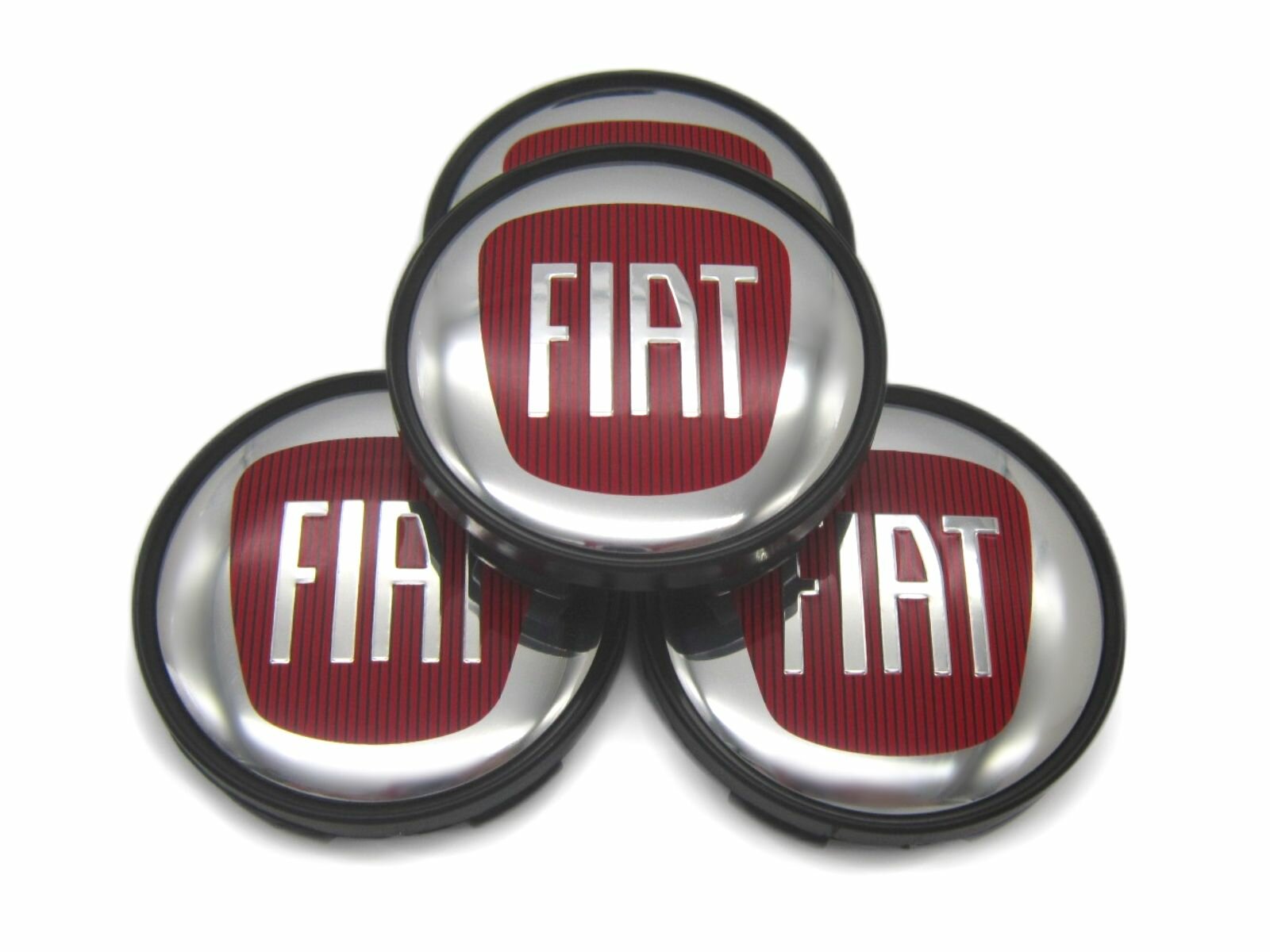 Колпачки заглушки на литые диски Fiat red 59/56/10 мм, комплект 4 шт.