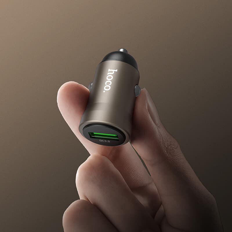 Автомобильное зарядное устройство c кабелем Type-C USB, 18W 1м серый металл