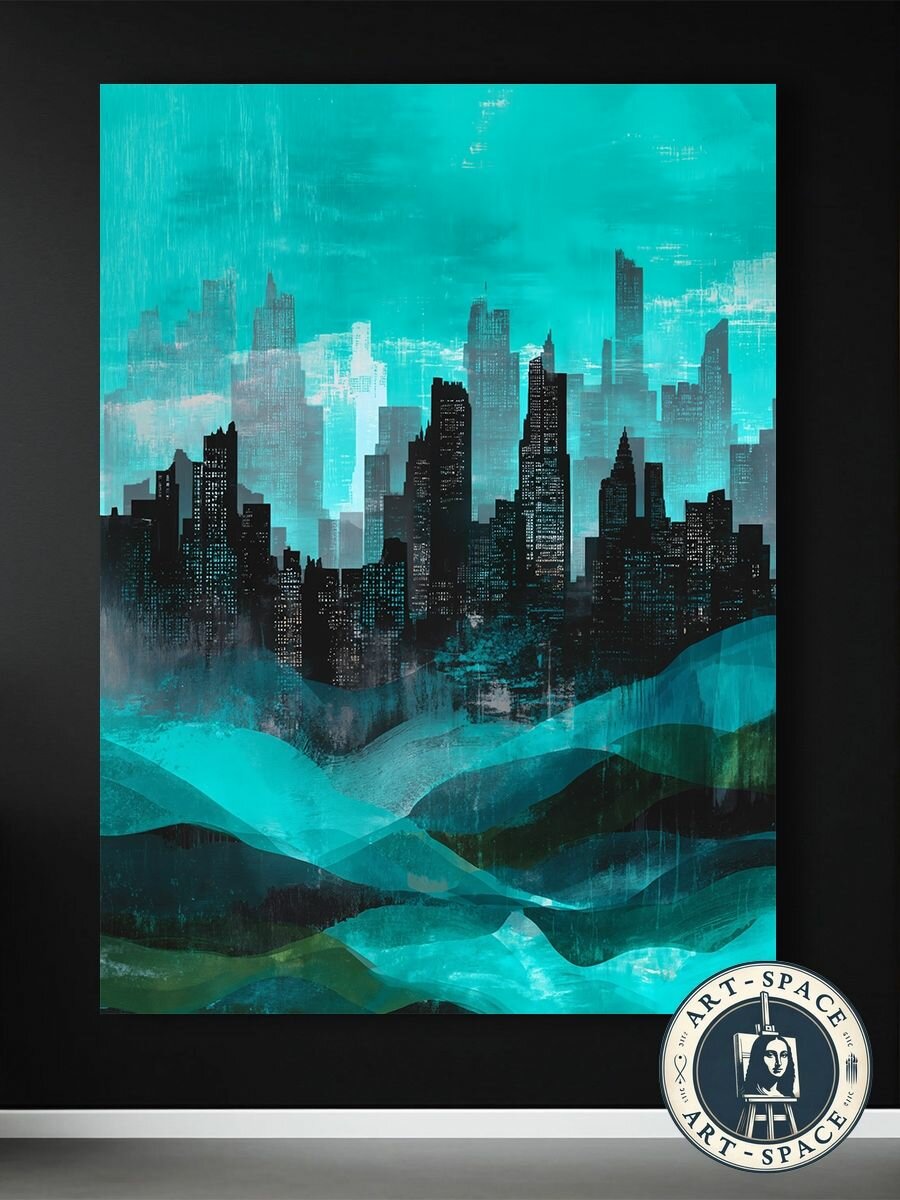 Картина интерьерная на стену вертикальная - "Город / Пейзаж / Небоскребы" , 60х80 см.