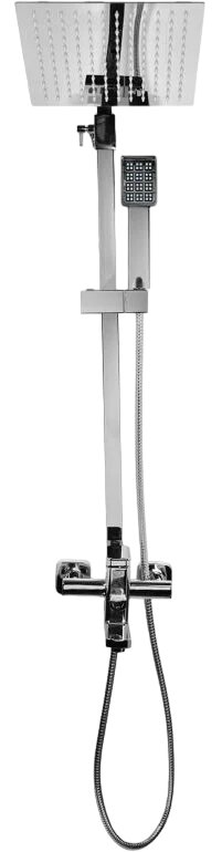 Душевая стойка Wisent W3506 со смесителем, хром, глянцевая, душевая система с тропическим душем, с изливом, с лейкой, нержавеющая сталь