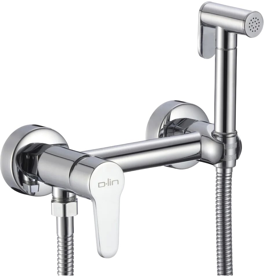 Гигиенический душ D-lin D180202 со смесителем, хром, глянцевый, латунь, рычажный, смеситель для биде