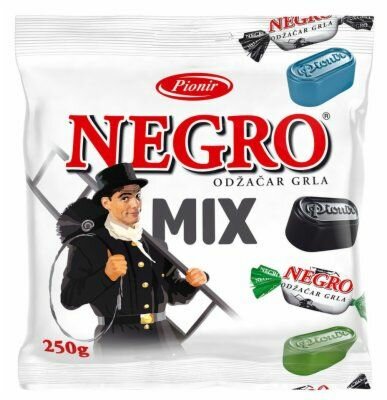 Конфеты леденцовые со вкусом лакрицы, эвкалипта и мяты Pionir NEGRO MIX (Сербия) 250 гр.