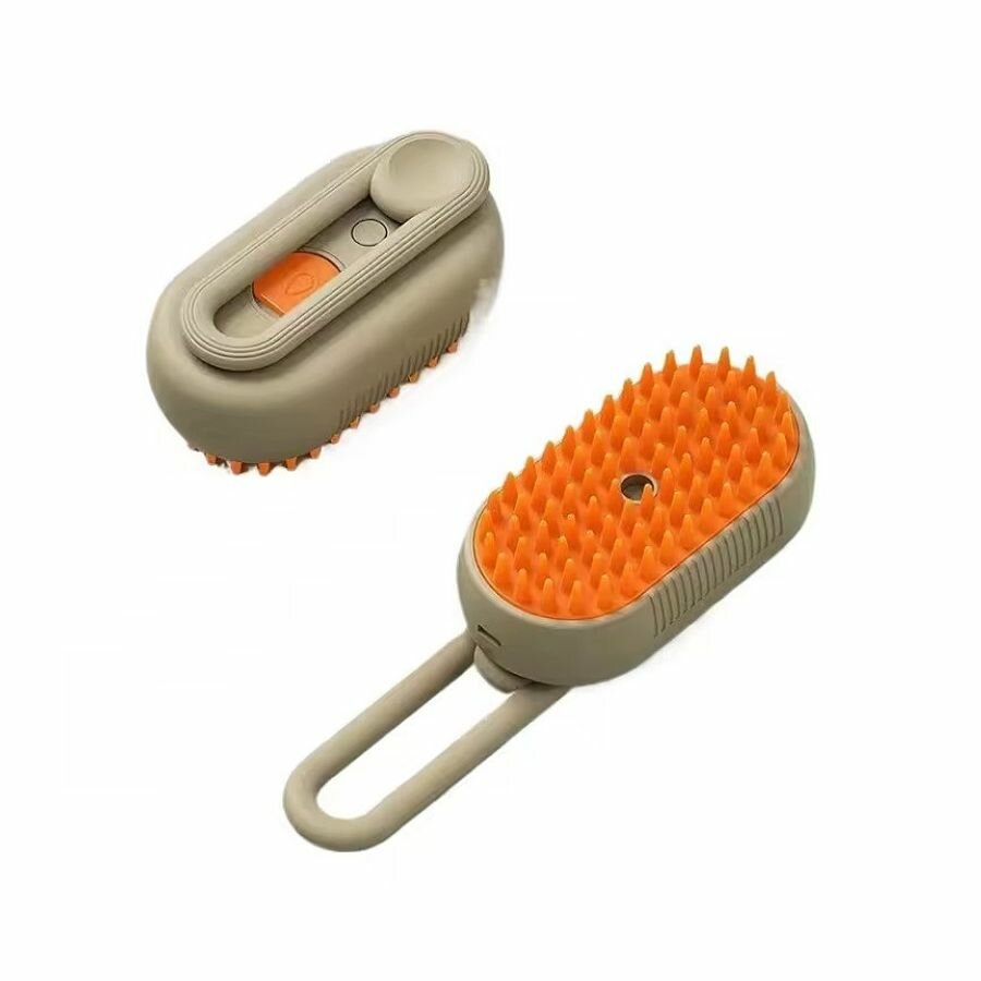 Паровая щетка для собак и кошек электрическая складная массажная для ухода за шерстью бежевая