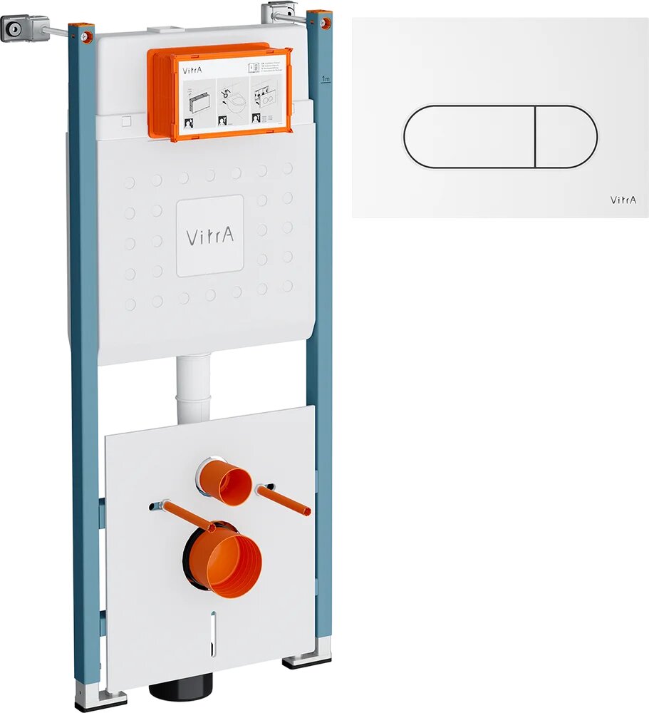 Комплект Инсталляция VitrA V-Fix Core 732-5800-01PV / Кнопка Root Round 740-2200 цвет глянцевый белый