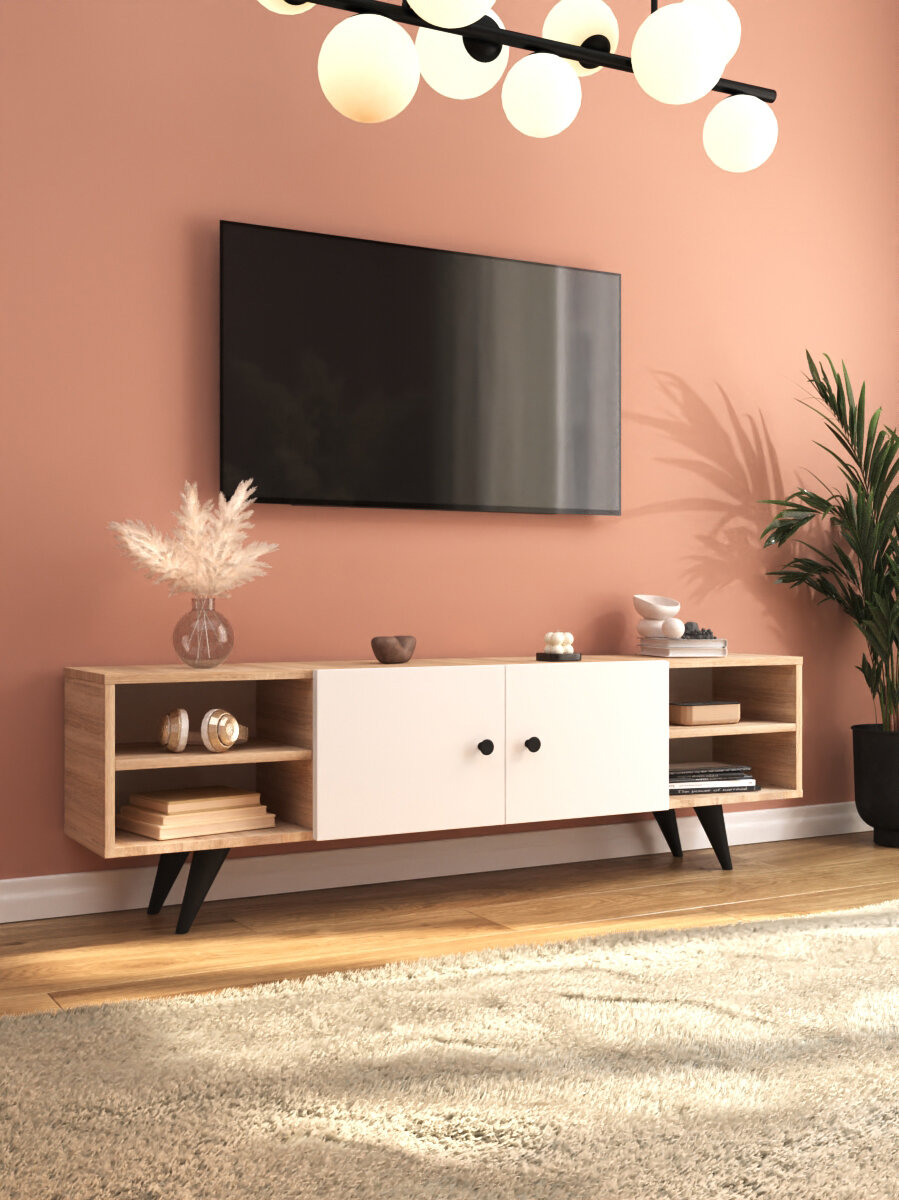 Тумба под ТВ 150 см Дуб-Белый