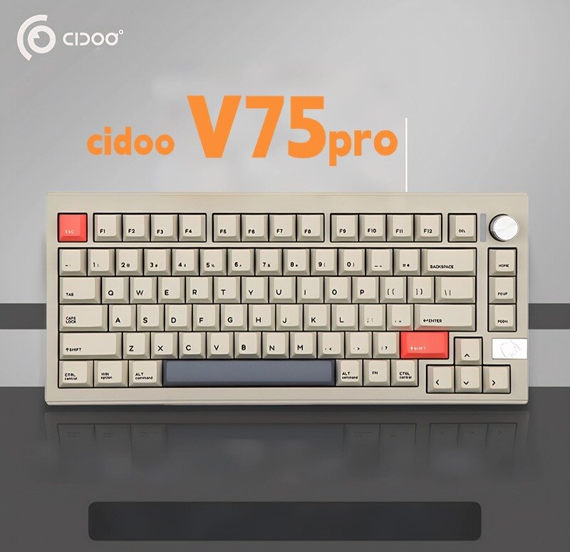 Механическая клавиатура Cidoo V75pro из алюминиевого сплава с тремя режимами работы, беспроводная игровая клавиатура VIA с возможностью горячей замены，Оригинал