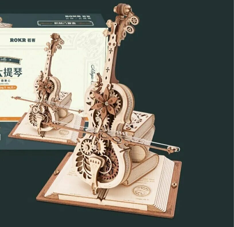 Механическая музыкальная шкатулка, деревянная музыкальная шкатулка, Секреты виолончели, коричневый,20,199