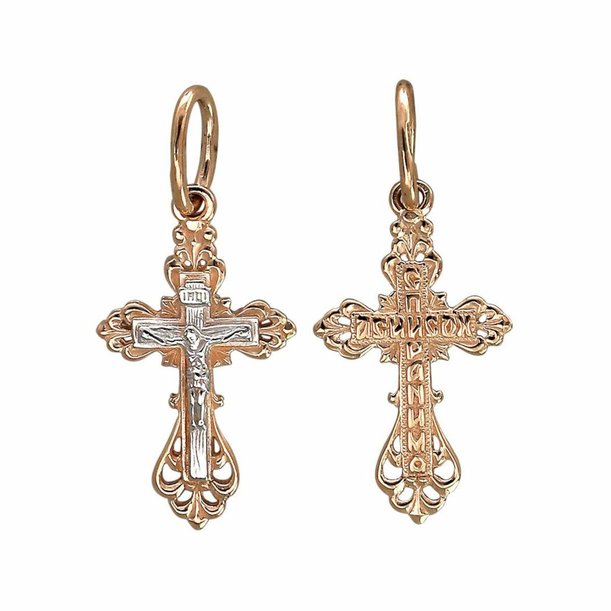 Крестик, красное золото, 375 проба