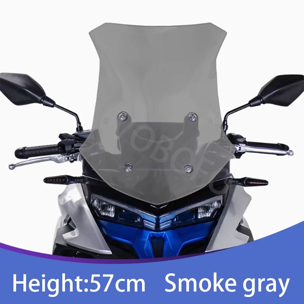 Переднее лобовое стекло мотоцикла для Loncin Voge DS525X 525DSX, аксессуары, лобовое стекло, усиленный обтекатель ветрового стекла, дефлектор ветра Серый, Style8
