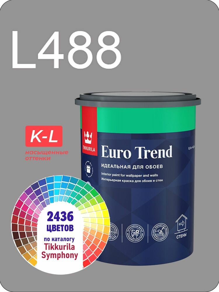 Краска для обоев Tikkurila Euro Trend 0,9л. насыщенные оттенки L488