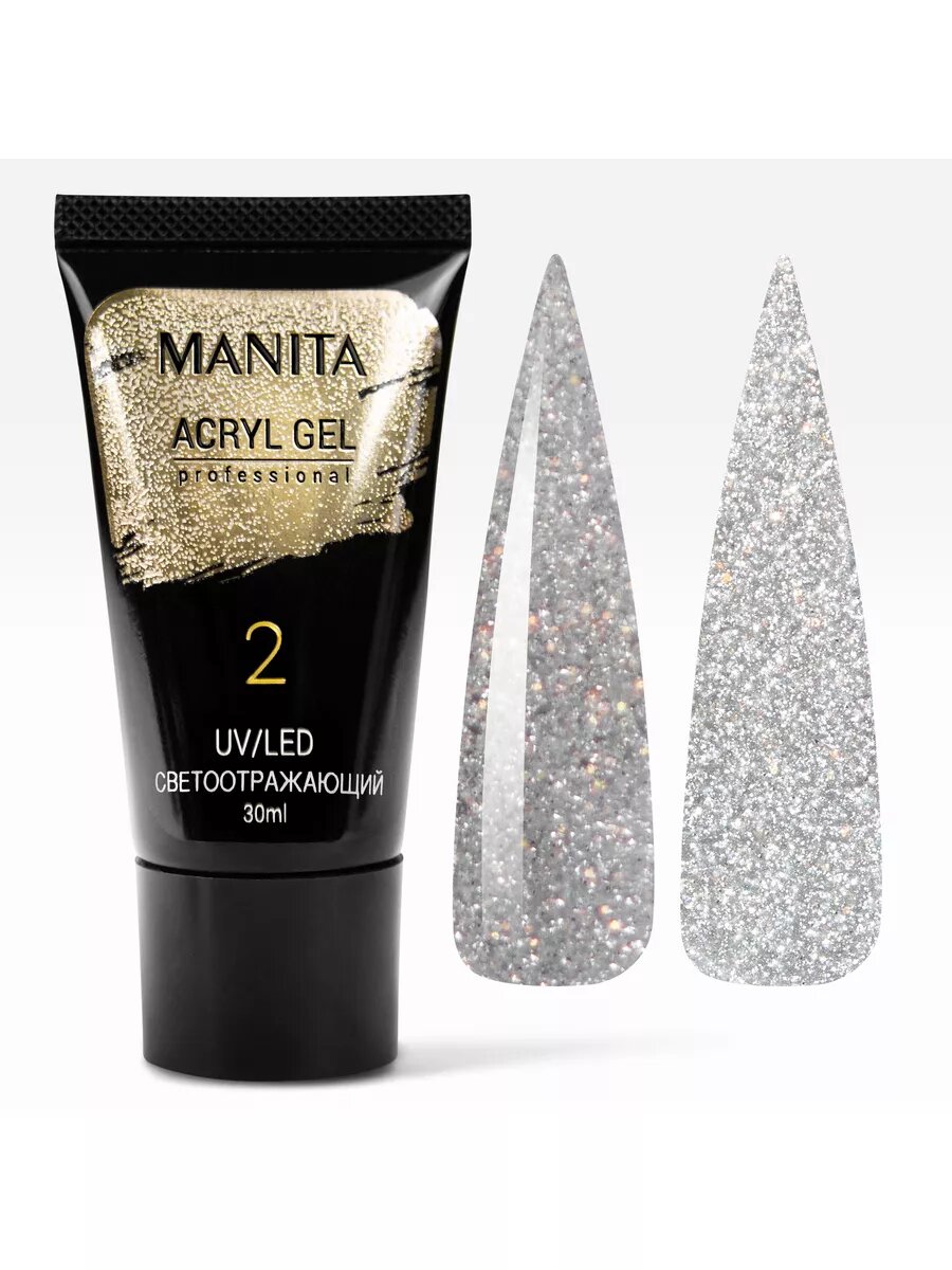 Полигель Acryl Gel, укрепляющий, светоотражающий, с блестками, 30мл