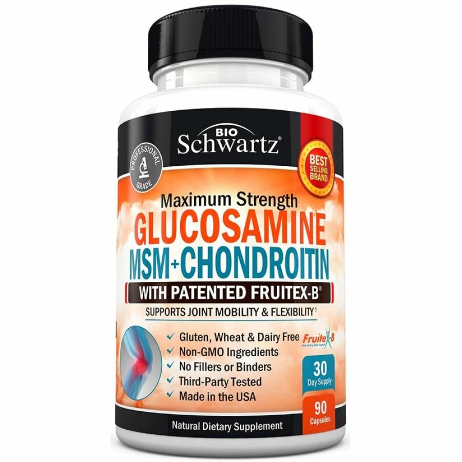 Глюкозамин хондроитин МСМ (Glucosamine), Bioschwartz, 90 капсул