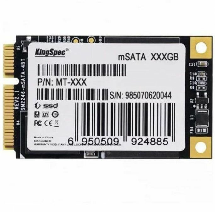 512 ГБ SSD mSATA накопитель Kingspec MT-512 (MT-512) - SATA3 6.0 Гбит/с, чтение - 560 Мбайт/с, запись - 540 Мбайт/с