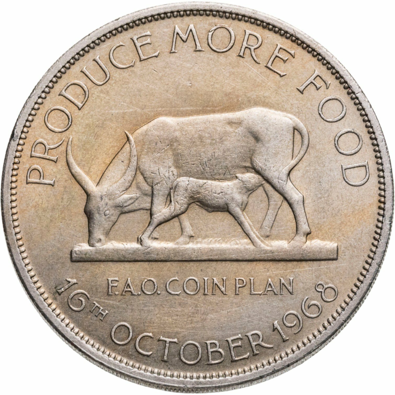 Уганда 5 шиллингов shillings 1968 FAO ФАО, Мельхиор медь-никель, в сохранности XF