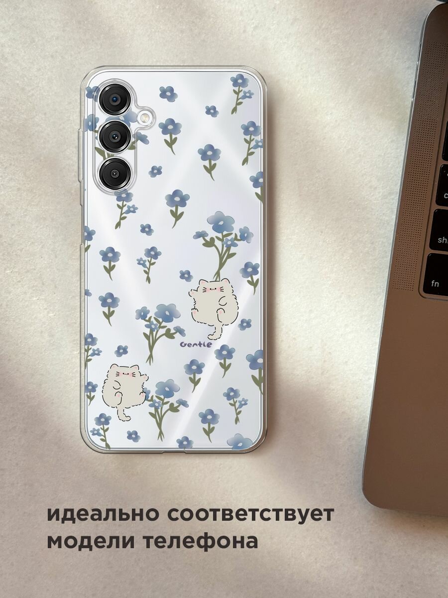 Чехол на Samsung Galaxy A16 / Самсунг А16 с принтом "Gentle cats", прозрачный — фото 1