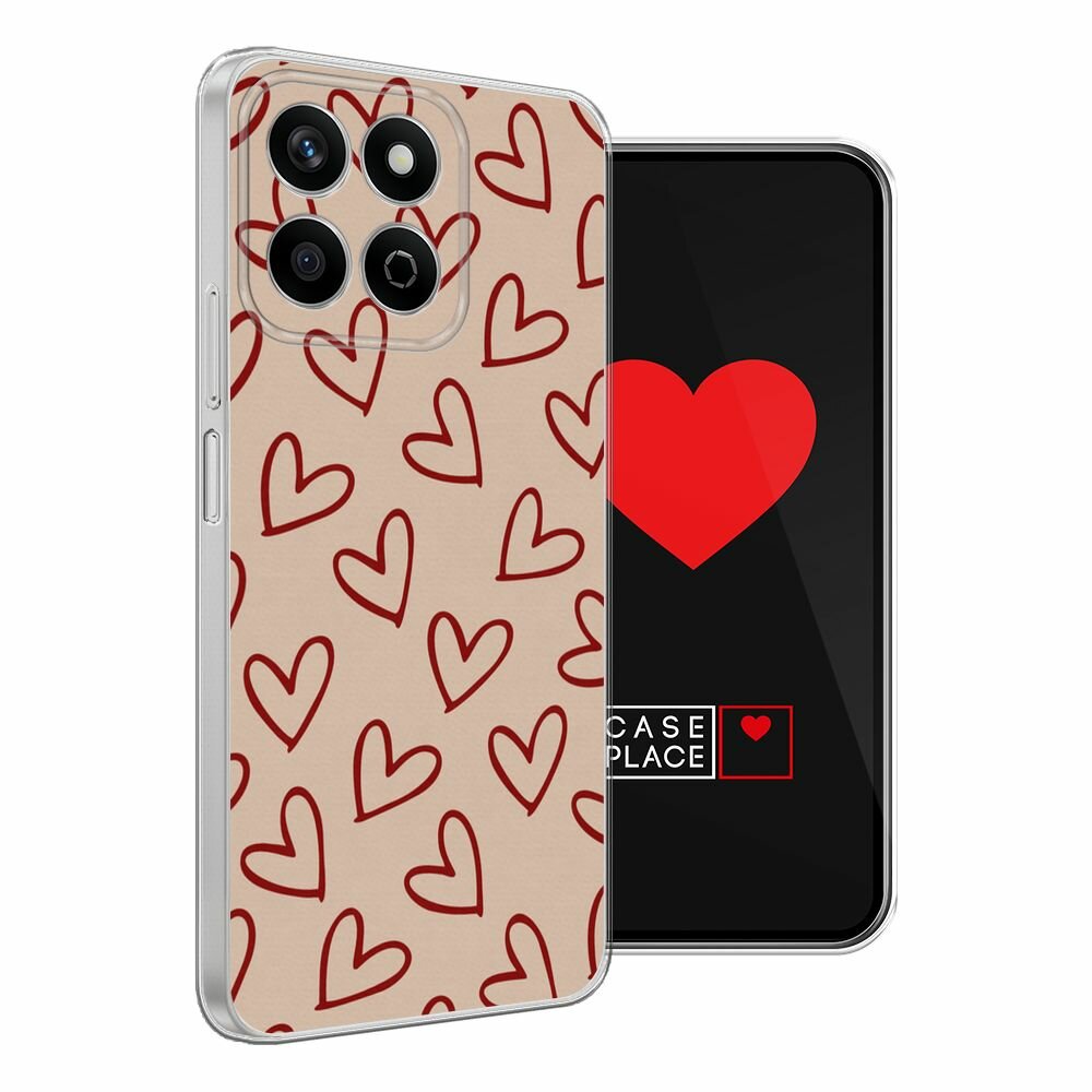 Чехол на Honor X7c / Хонор X7c с принтом "Little hearts doodles 1 - 14 февраля" — фото 1