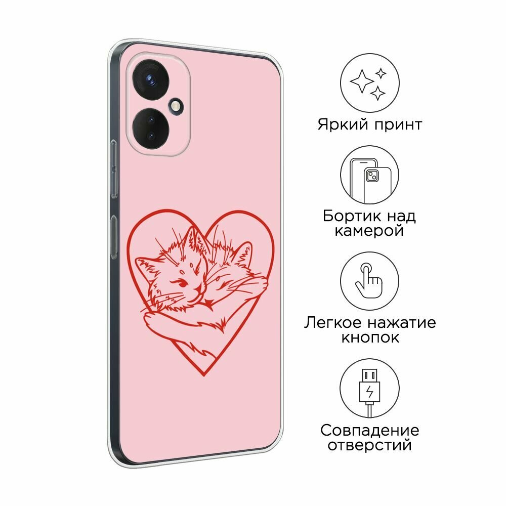 Чехол на Tecno Spark 9 Pro / Техно Спарк 9 Про с принтом "Влюблённые котики рисунок 1 - 14 февраля" — фото 1